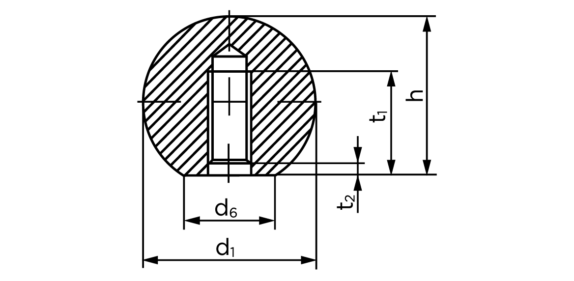 Sort Plastik Kugleknop DIN 319 Type C Med Indvendig Gevind Ø40 M10 (10 ...