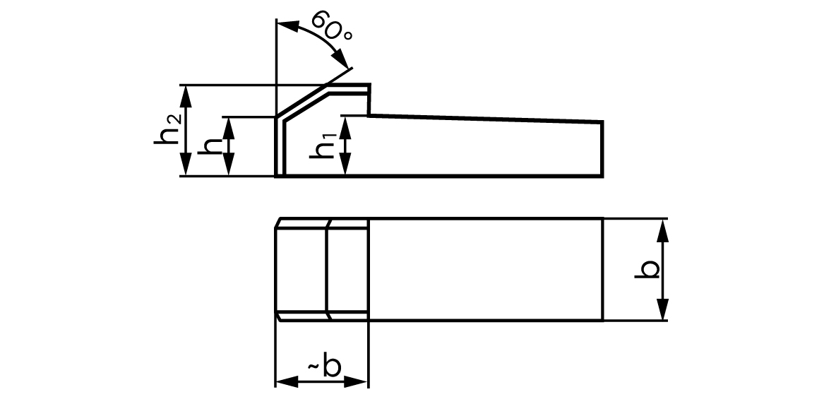 Hagekile DIN 6887 Ubehandlet C45+C Stål, Konisk 6x6x50 (50 Stk). Bolte.dk