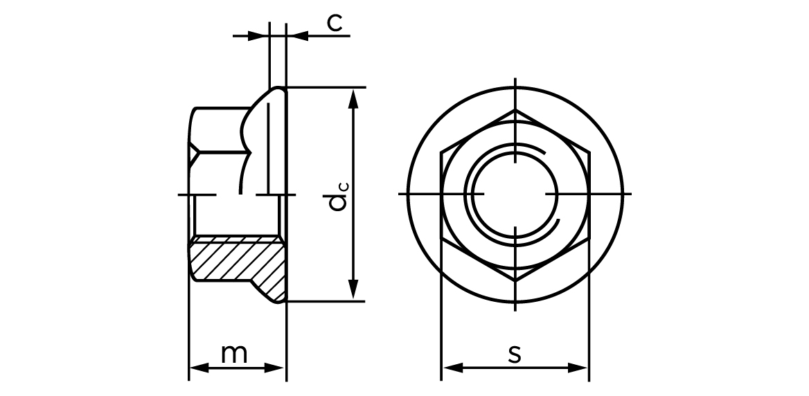 Flangemøtrik DIN 6923 Ubehandlet Stål Kl. 10 M6 (1000 Stk). Bolte.dk