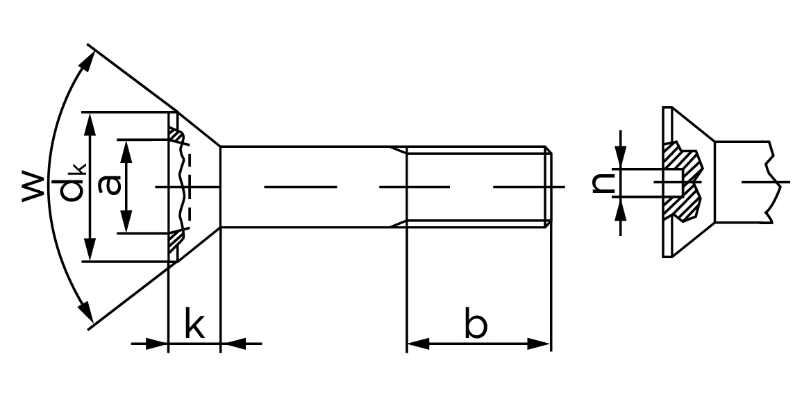 Undersænket SB Konstruktionsbolt M/Kærv DIN 7969 Varmforzinket Stål Kl ...
