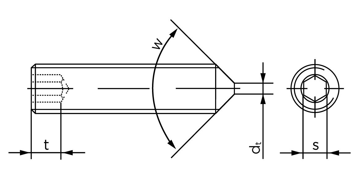 Pinolskrue Med Spids Ende DIN 914 Rustfri-Syrefast A4 M5x6 (500 Stk ...