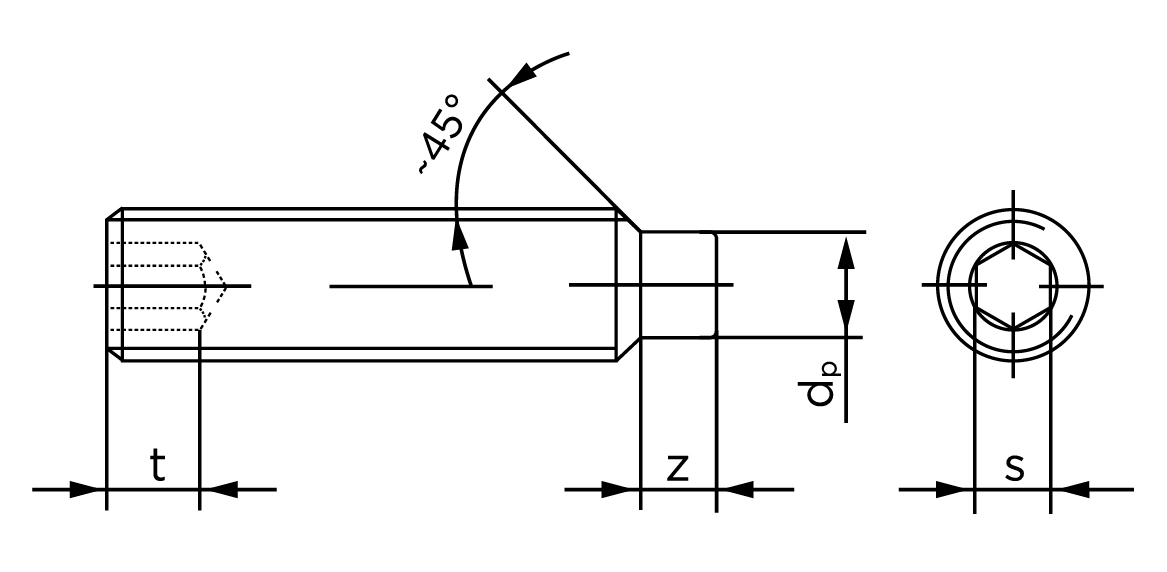 Pinolskrue Med Tap DIN 915 Rustfri A1/A2 M12x60 (25 Stk). Bolte.dk