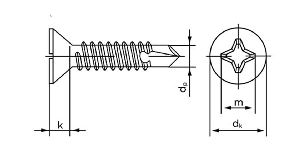 Undersænket Borskrue Med Phillips H Kærv ISO 15482 Elforzinket Hærdet ...