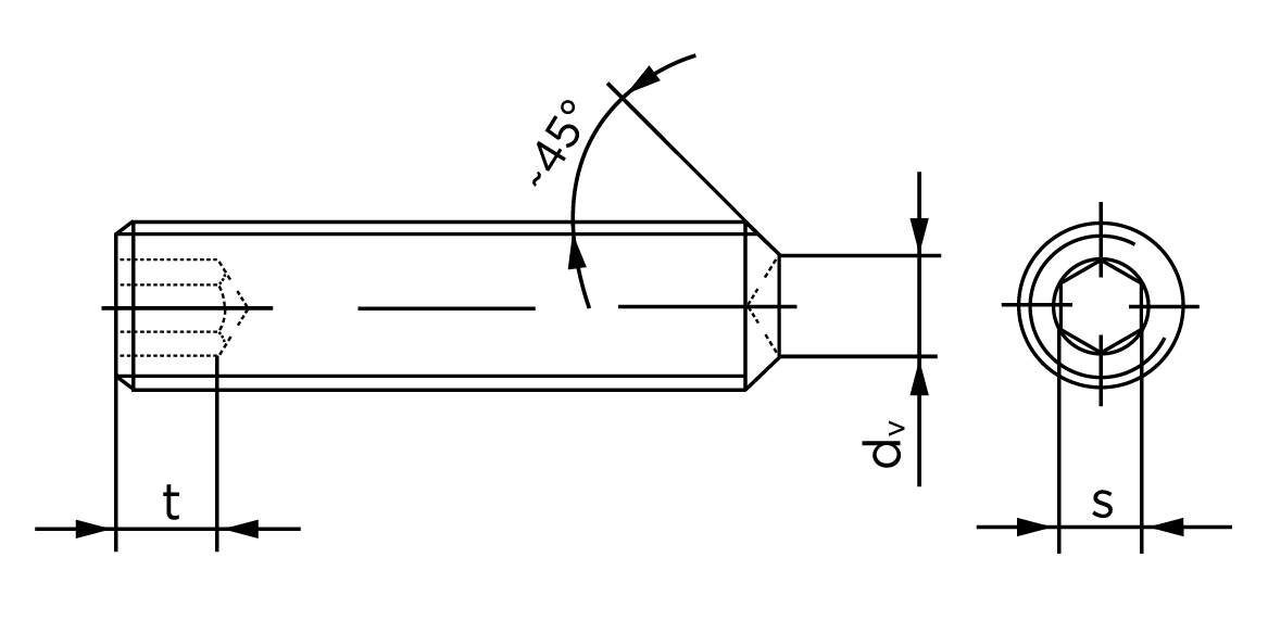 Pinolskrue M/Krater ISO 4029 Ubehandlet Stål 45 H M2,5x5 (500 Stk ...