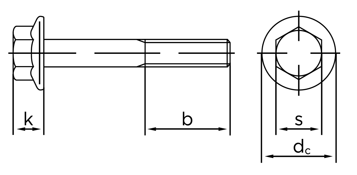 Flangebolt ISO 4162 Ubehandlet Stål 8.8 M10x25. Bolte.dk