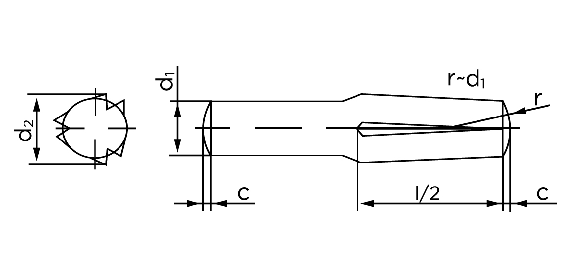 Kærvstifte Med Omvendt Halv-Længde Konisk Kærv ISO 8741 Ubehandlet Stål ...