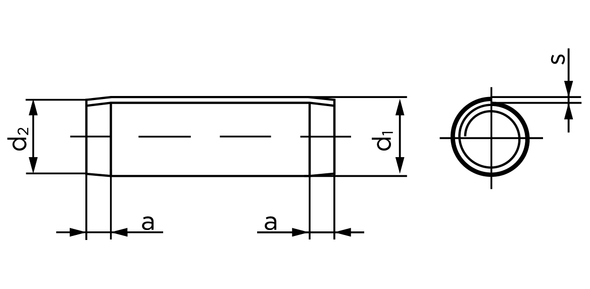 Rørstifte ISO 8748 Ubehandlet Fjederstål, Høj Belastning (Ø2,5x12 ...